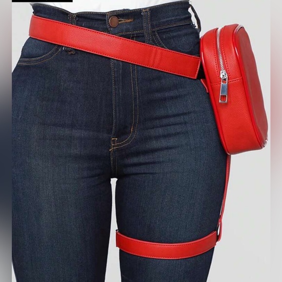 Bags | Tight Wallet Thigh Purse Womens Belt Waist Bag Red | Poshmark